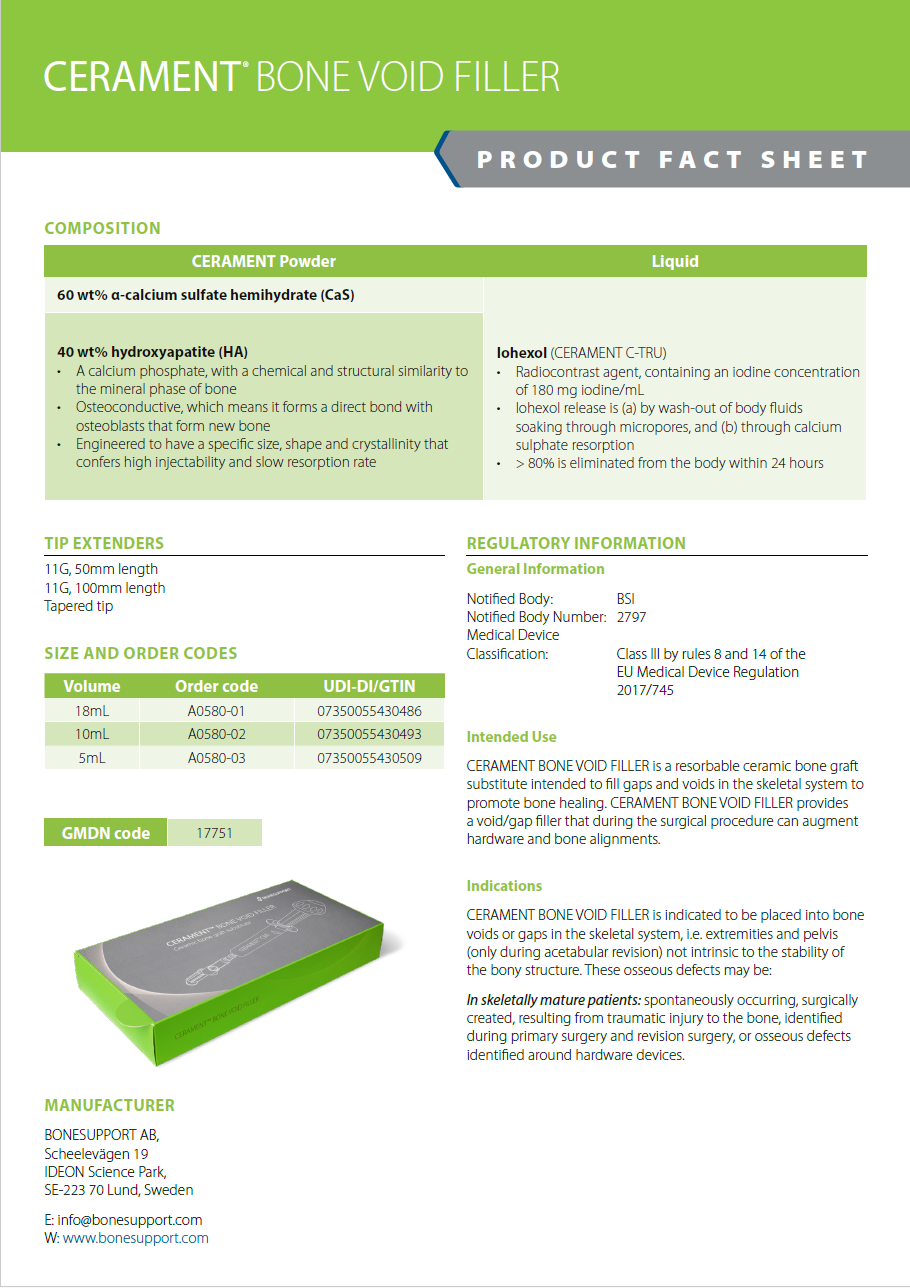 CERAMENT® BONE VOID FILLER - BONESUPPORT