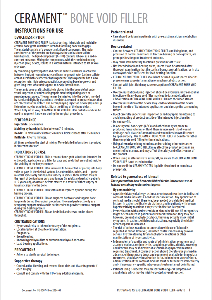 CERAMENT® BONE VOID FILLER - BONESUPPORT