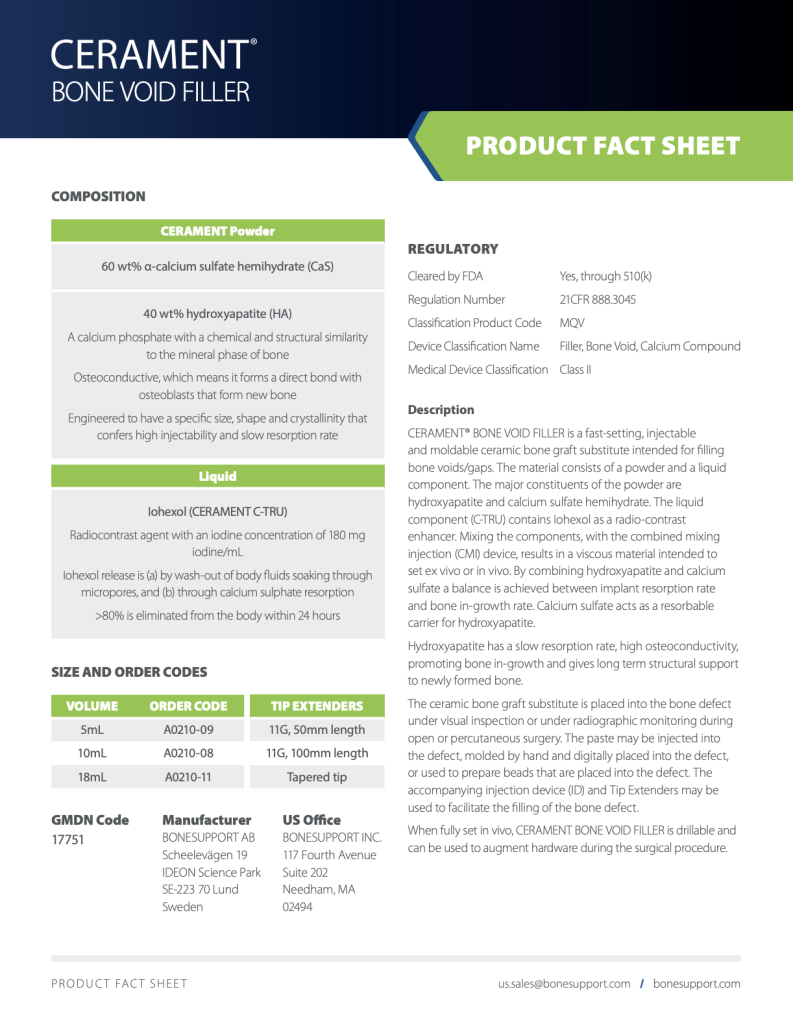 CERAMENT® BONE VOID FILLER - BONESUPPORT